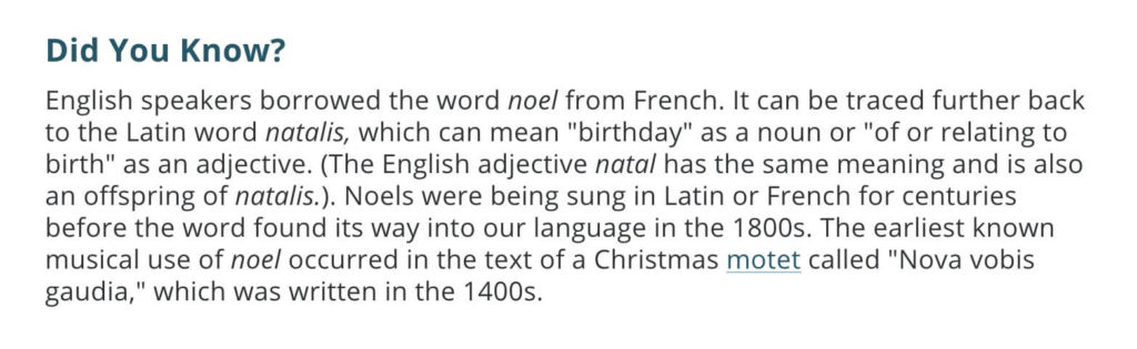 The definition of noel - Ministry Pass